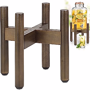 BETSEO Drink Dispenser Stand - Beverage Jar and Water Plastic Jug Holder - to plant flower pots - Adjustable up to10-inch Wide (Water Dispenser-Walnut)