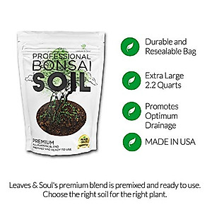 Bonsai Soil Premium All Purpose Blend | Pre-Mixed Ready to Use for Plant Support and Fast Drainage | Large 2.2 Quarts | Lava, Limestone Pearock, Calcined Clay and Pinebark | Made in USA