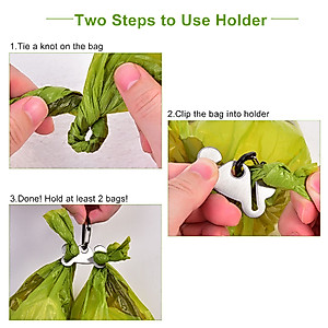 Dog Poop Bag Holder for Leash Attachment Dog Poop Bag Dispenser Dog Waste Bag Dispenser for Leash Accessory Portable Set Fit Dog Leash - Dog Poop Bags Holder & 1 Hand Free Holder Metal Carrier, Green