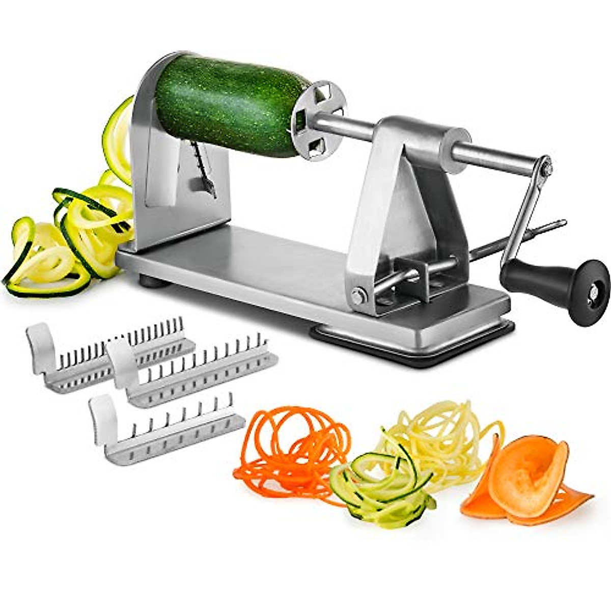MITBAK Stainless Steel Spiralizer Vegetable Slicer | Industrial-Grade 3-Blade Zoodle Maker | Zucchini spaghetti maker | Great For Salad, Low Carb, Paleo, Vegan, Spaghetti | Suction Base For Non Slip