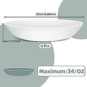 GEHE Pasta Bowls 34oz, 8.6" Large Salad Bowls, White Serving Bowls for Kitchen, Bamboo Fiber Pasta Bowls Set of 6, Dinner Bowls and Pasta Plates for Salad, Soup and Dishwasher Safe, House-warming Gift