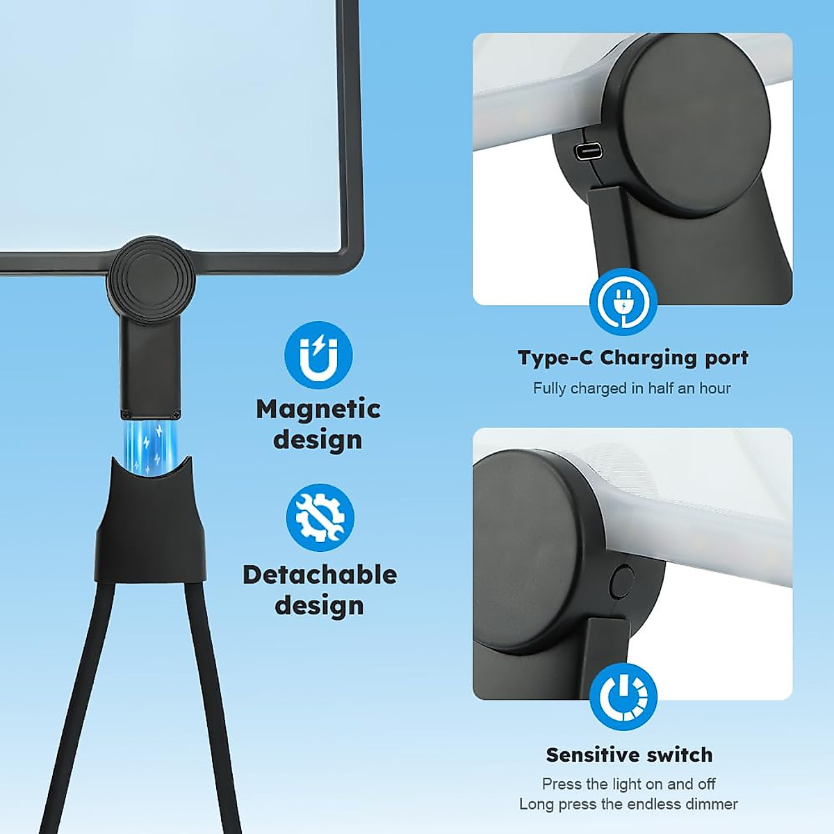 5X Hands Free Magnifying Glass with Light,Large Page Magnifier for Reading,Full Book Page Magnifier with Flexible Gooseneck and 50 Led Lights for Seniors Repair Sewing Newspaper