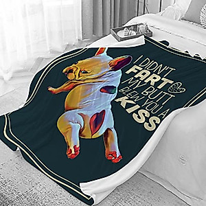 French Bulldog Funny Frenchie Puppy Dog Fall Winter Blanket Lightweight Plush Cozy Super Soft Flannel Fleece Throw Blankets Home Decor for Bed Couch Sofa Living Room 80"x60" Queen for Adult