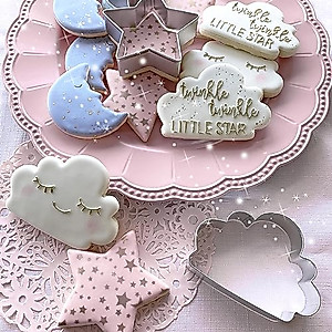 R & M International 5208 Celestial Cloud, Star, Man in The Moon, 3-Piece Cookie Cutter Set, Silver