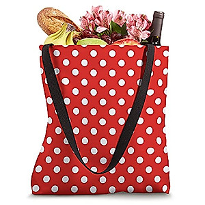 Small Polka Dot Pattern in White on Red AEV479 Tote Bag