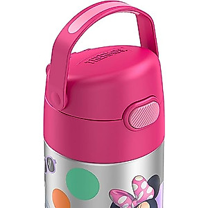 THERMOS FUNTAINER 12 Ounce Stainless Steel Vacuum Insulated Kids Straw Bottle, Minnie Mouse