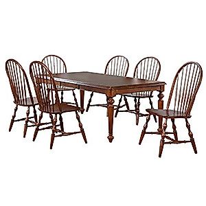 Sunset Trading 7 Piece Andrews Butterfly Leaf Dining Set, Chestnut