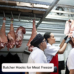8 Inch Meat Hooks 5PCS, Butcher Hooks Stainless Steel (10MM Diameter), Meat Processing Hooks, S-Shaped Hook for Hanging Bacon, Hunting Smoking Ribs, Drying, Grillling BBQ For Kitchen, Slaughterhouse