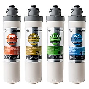 iSpring F4DS 6-Month Replacement Supply Filter Cartridge Pack Set for DS4B & DS4S, Sediment Filter, Compound Filter, Carbon Block Filter and Post Carbon Filter (Pack of 1)