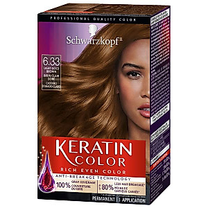 Schwarzkopf Keratin Color Permanent Hair Color Cream, 6.33 Light Golden Brown