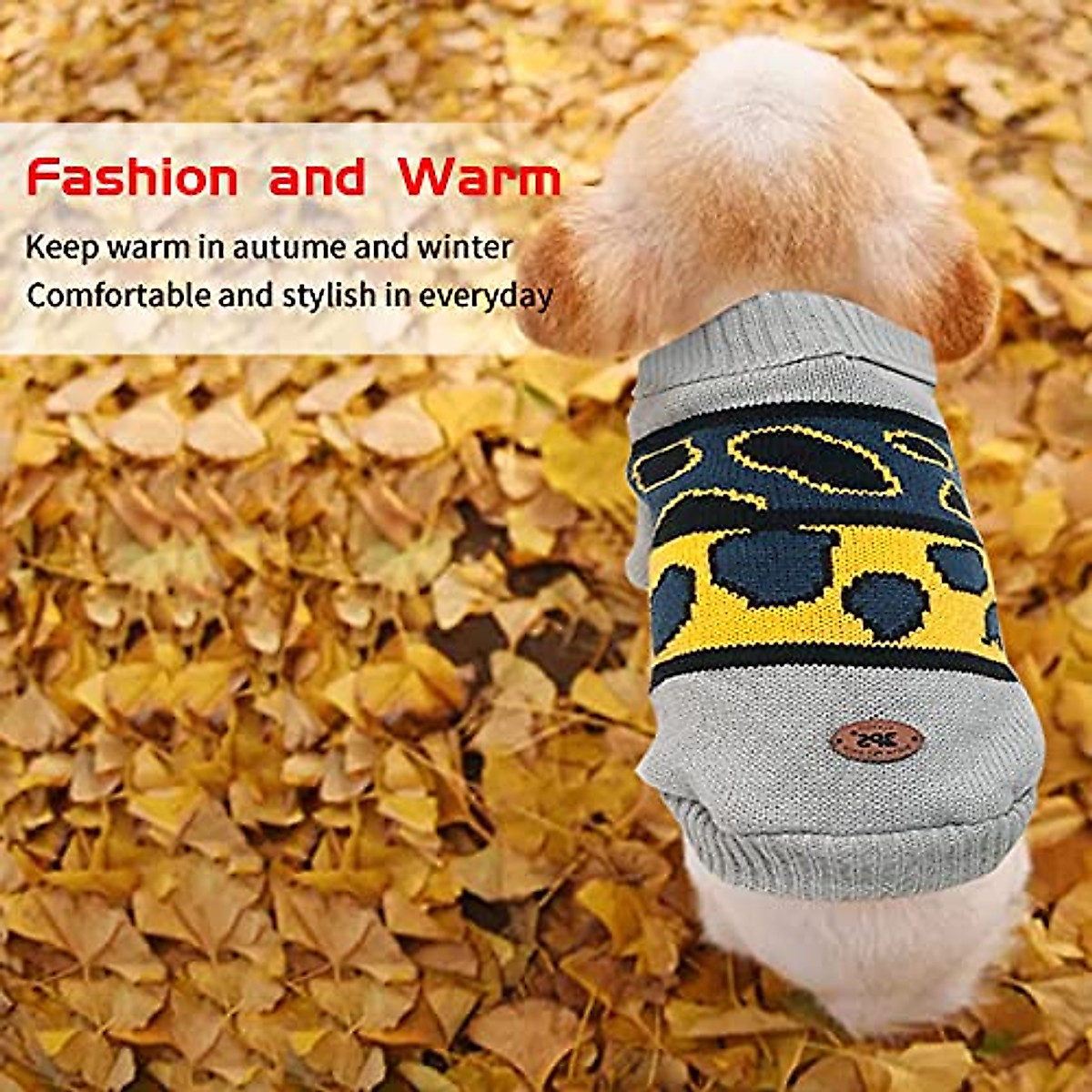 Dog Sweaters, Winter Dog Clothes, Warm Pet Coat Ugly Dog Vest Turtleneck Pet Knit Sweater Halloween Costumes for Small Medium Dog Cat(Grey, M)