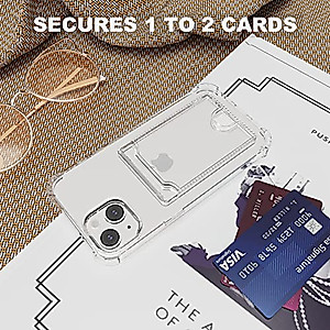 Wuwedo for iPhone 14, iPhone 13 Clear Card Case, Protective Shockproof TPU Slim Wallet Phone Case with Card Holder