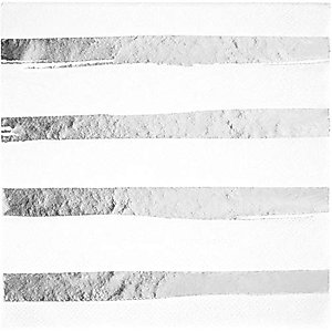 Creative Converting White & Silver Foil Stamp Luncheon Napkins, Multicolor