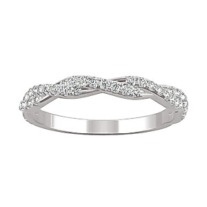 Charles & Colvard 14K White Gold Moissanite Twisted Wedding Band-size 7 0.32cttw DEW by Charles & Colvard