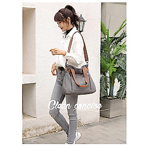 Women's Tote Canvas Satchel Hand Bag Corssbody Retro Clutch Muti Pocket Shoulder Bag Purse Hobo Bag