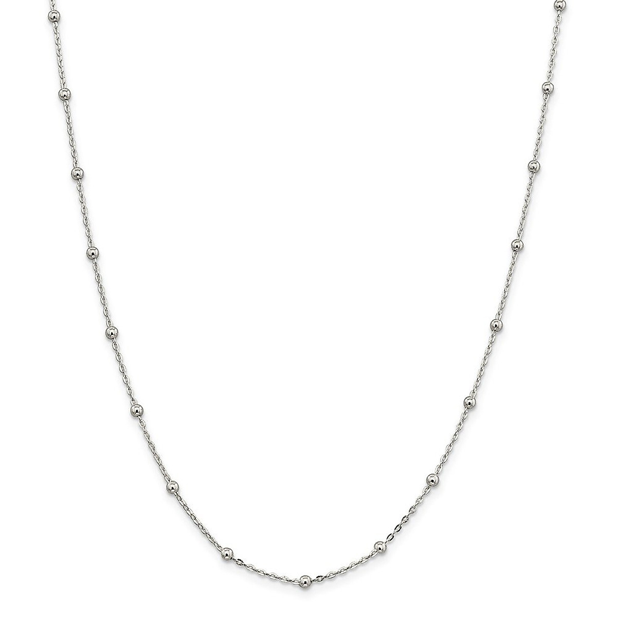 The Black Bow 1.3mm, Sterling Silver Beaded Cable Chain Necklace, 16 Inch