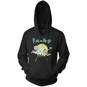 Ripple Junction Rick and Morty Adult Unisex Explosion with Logo Pull Over Fleece Hoodie Black 4XL