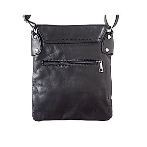 LaGaksta Ashley II Italian Soft Leather Shoulder Crossbody Bag -Black,Small