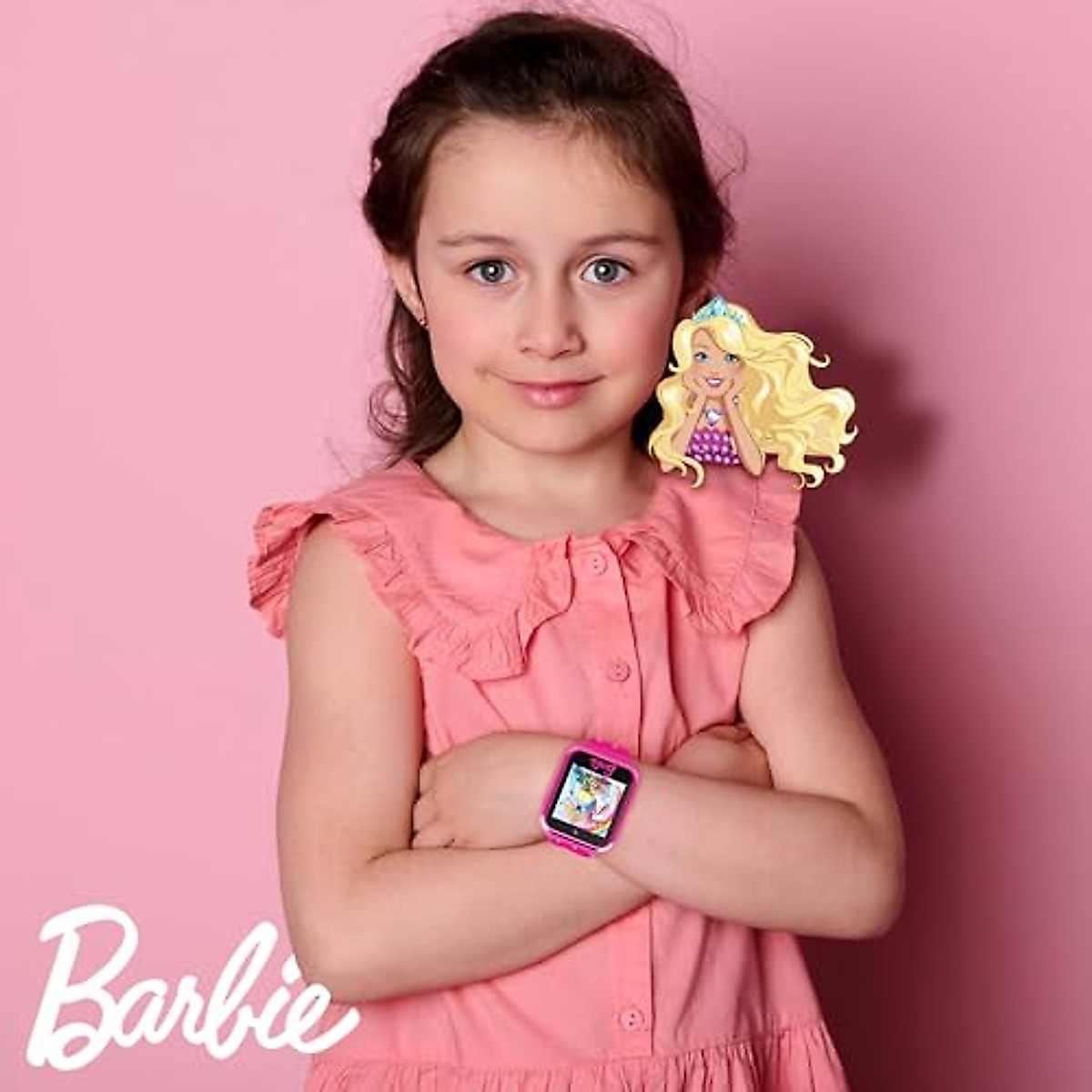 Barbie Kids Smart Watch - Interactive Touchscreen with Games, Selfie Camera, Step Tracker, Alarm, and Stylish Printed Silicone Strap - Fits Wrists 5.5" to 8.5"