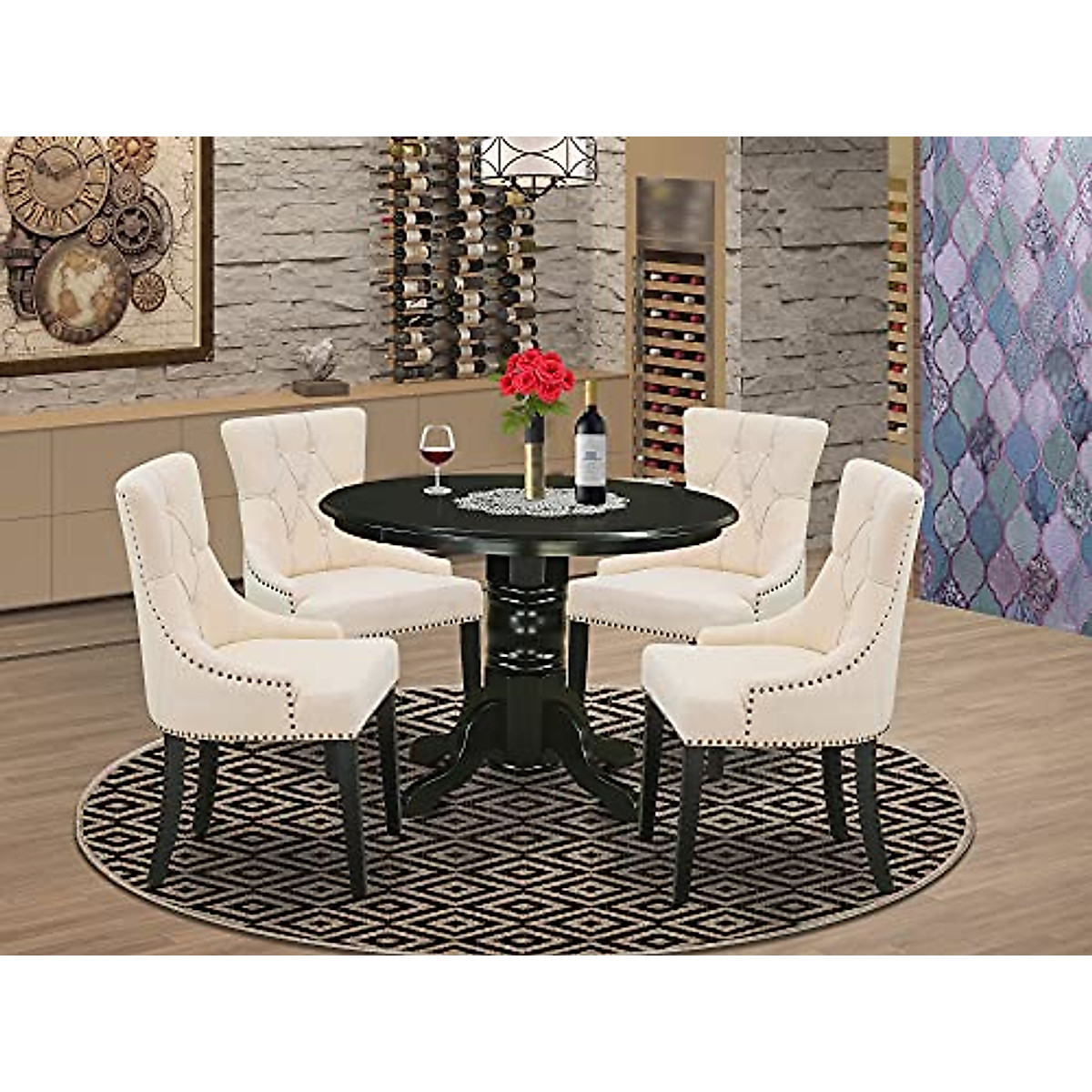 East West Furniture SHFR5-BLK-02 Dining Table Set, 5-Piece