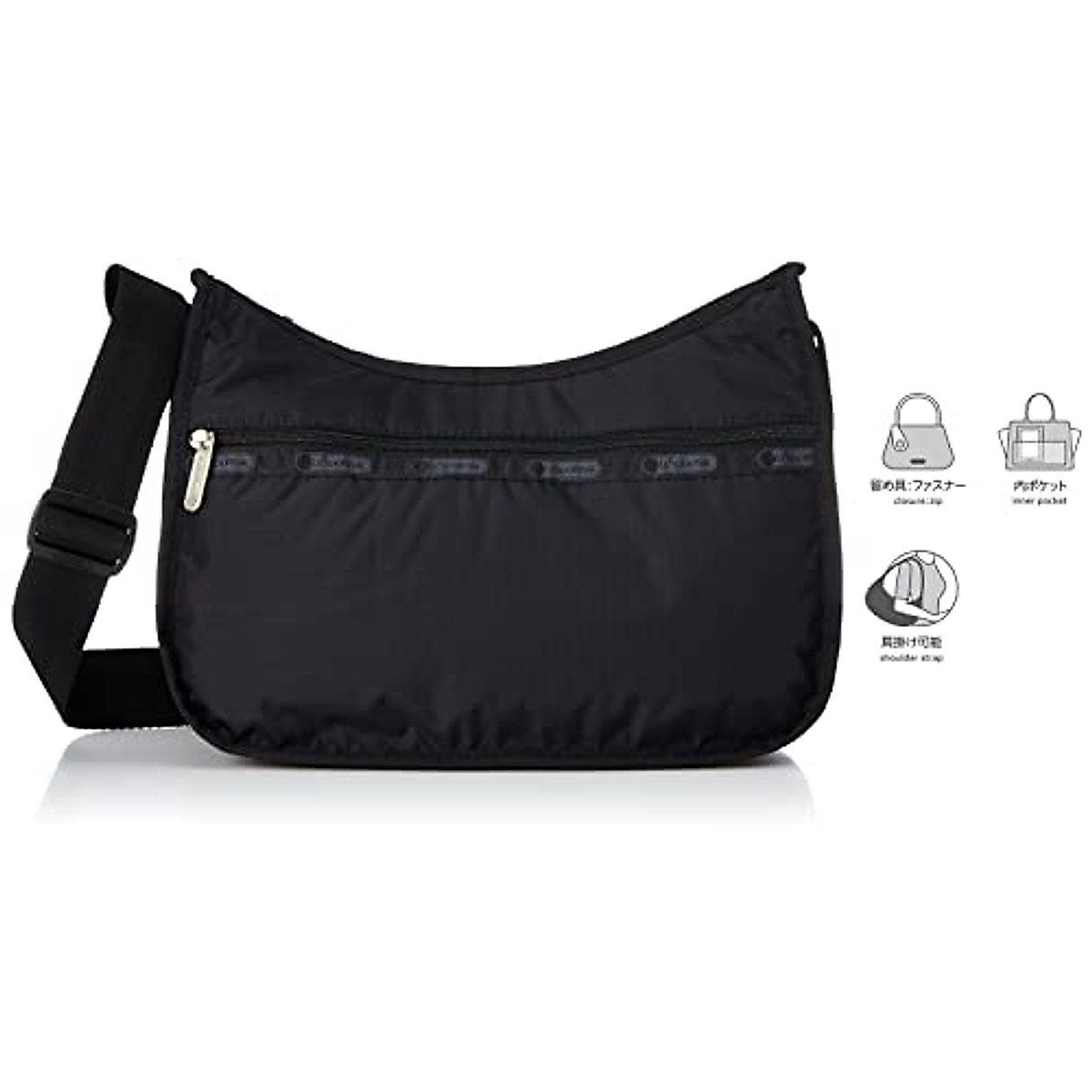LeSportsac Classic Hobo Handbag, Black, One Size