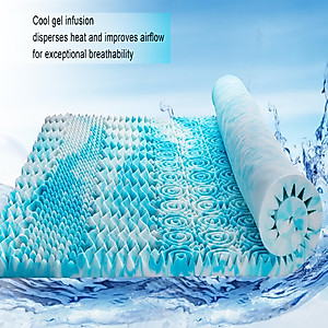 Askme 2 Inch 7-Zone Queen Memory Foam Mattress Topper, Cooling Gel Foam Mattress Topper for Pressure Relief,Bed Topper in a Box CertiPUR-US Certified, Queen Size