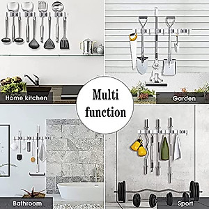 Piyl Broom Mop Holder Wall Mount Metal Tool Organizer Heavy Duty Holds Up to 30 lbs, Home Garage Garden Hooks Hanger Rack Storage 2packs