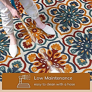 Well Woven Dorado Devotion Beige Modern Floral 5'3" x 7'3" High-Low Indoor/Outdoor Area Rug