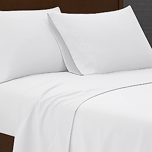 London Fog Garment Washed Solid Sheet Set White Microfiber 3-Piece Twin Sheet Set, Solid Themed, Deep Pocket, Adult and Teen, Oeko-TEX Certified
