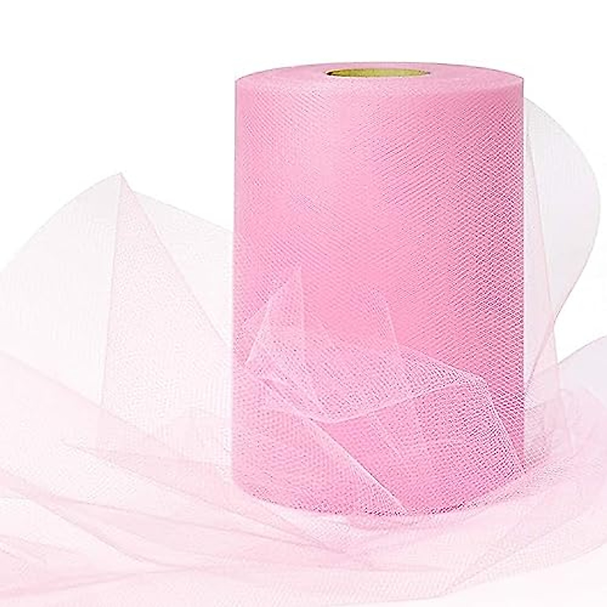 Expo International Decorative Matte Tulle, Spool of 6 Inches X 100 Yards, Polyester-Made Tulle Fabric, Matte Finish, Lightweight, Versatile, Washable, Easy-to-Use Pink