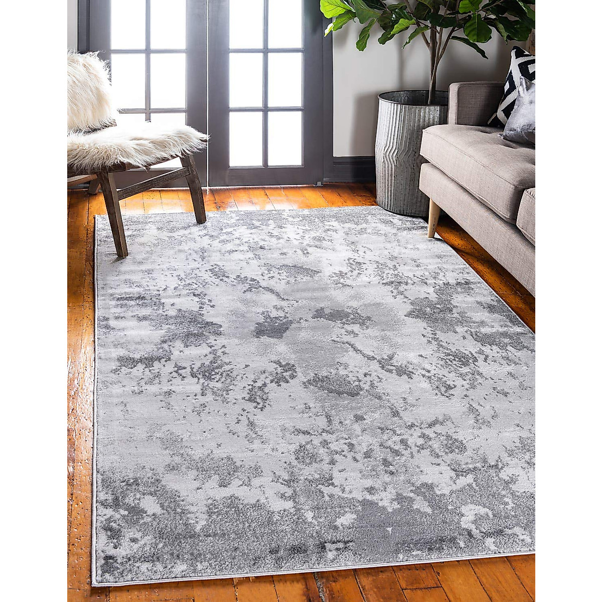 Unique Loom Metro Collection Area Rug (8' x 10' Rectangle, Light Gray/ Gray)