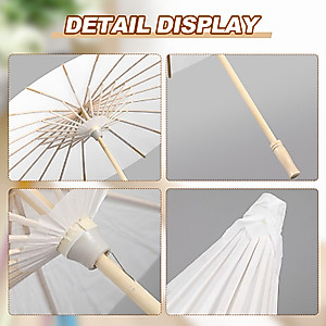 Sanwuta 20 Pcs Paper Umbrella 23.6'' Paper Parasol DIY Decorative Gift Chinese Umbrella for Wedding Christmas Props(White)