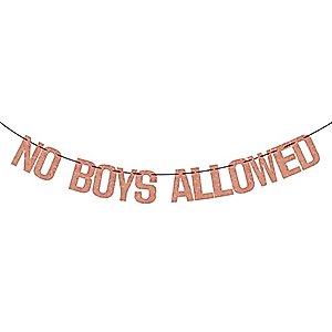 No Boys Allowed Banner, Women Bride Bachelorette Decorations, Bride to Be Banner, Bachelorette Party Decorations, Bride Pajamas Party Supplies Rose Gold Glitter
