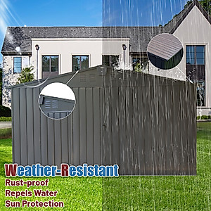 Domi Backyard Storage Shed 11’ x 9’ with Galvanized Steel Frame & Windows, Outdoor Garden Shed Metal Utility Tool Storage Room with Lockable Door for Patio(Dark Gray)