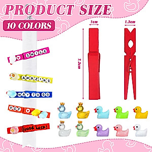 JellyArch 50 Pcs Cheer Pins Spirit Clips Clothes Pins Wooden Cheer Pins for Backpacks Cheer Pin Charm for Ribbon Team Classroom Cheer Gift(Mini Ducks)