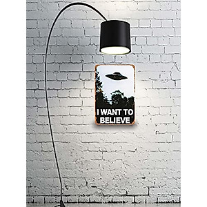 Decleezw Metal Signs I Want to Believe Wall Art UFO Artwork Alien Retro Room Decor Print Poster 12x8 inch (U0226NN0351)