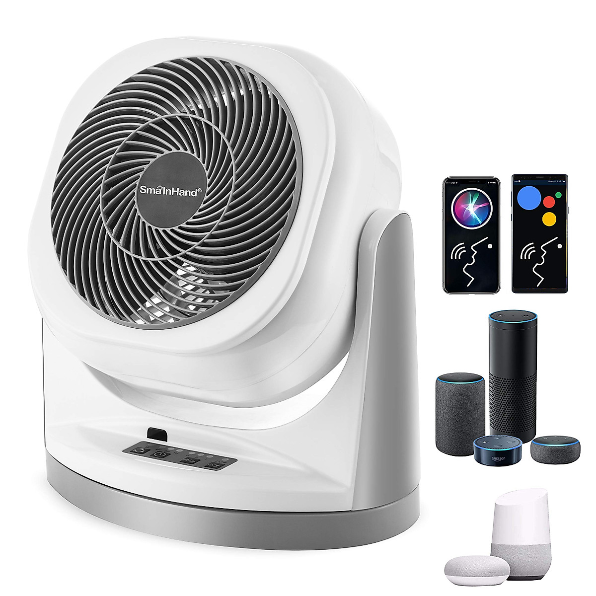 Smart Fan, Alexa Fan, WiFi Air Circulator Fan, Alexa Google Siri Voice Control Oscillating Fan, Room Fan Desk Fans for Bedroom, Floor Fans for Home, Quiet Electric Rotating Table Small Desk Fan, Smart Fan 2.4G WiFi Only (no 5G WiFi)