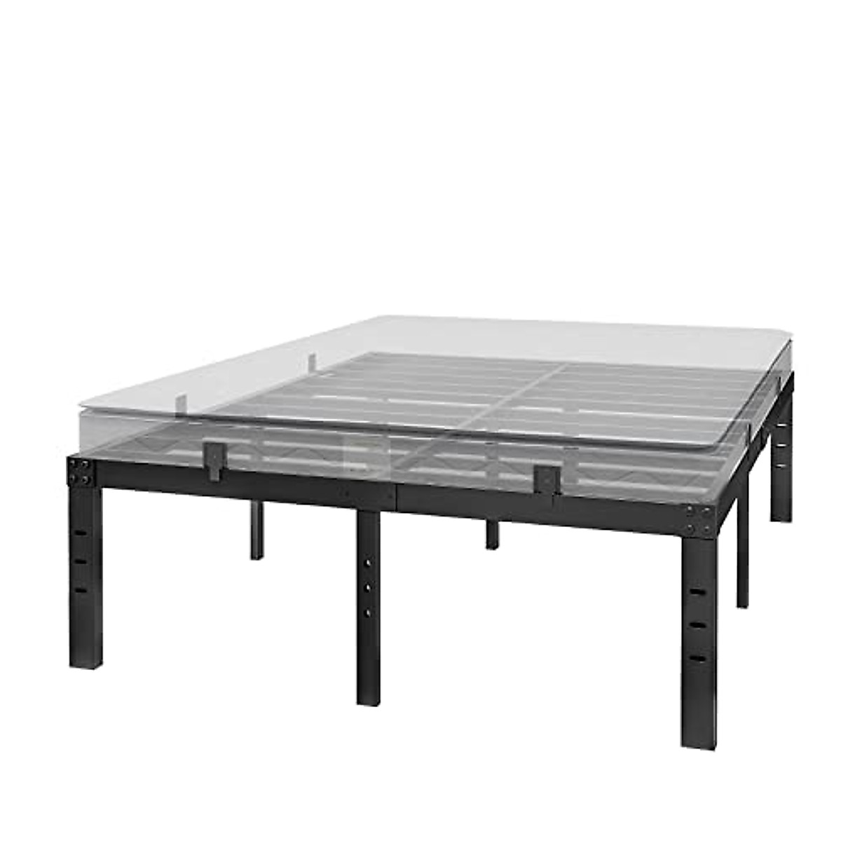 COMASACH 16 Inch California King Bed Frames and 6 Pcs Mattress Gaskets, Heavy Duty Metal Platform Bed Frames with 4500Lbs Steel Slat Support, No Box Spring Needed, Easy Assembly, Noise Free Non Slip M