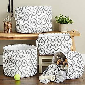 Bone Dry Pet Storage Collection Lattice Paw Print, Medium Round, White/Gray
