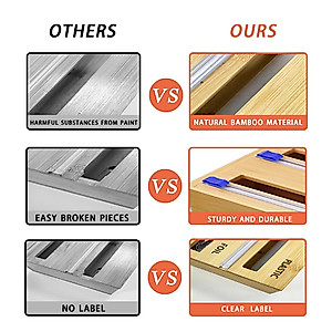 Aluminum Foil & Plastic Wrap Organizer for Kitchen Drawer|Wax Paper Wrap Dispenser with Cutter|Bamboo Roll Storage Organizer| Compatible with 12" Roll