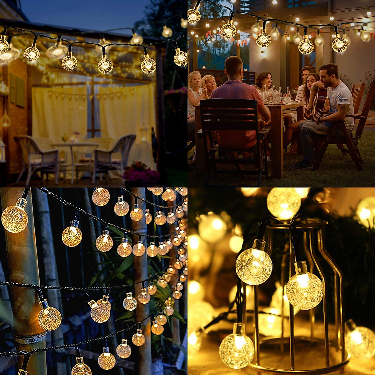 2 Pack Solar Globe String Lights, HMXBRIGHS 21ft 30 LED Waterproof Bubble Crystal Balls String Fairy Lights, 8 Modes Outdoor Starry Lights Solar Powered Lights for Garden Yard Patio Home Party Decor