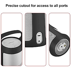 Silicone Case Compatible with Bose SoundLink Revolve/Bose SoundLink Revolve (Series II), TXEsign Travel Carrying Case with Handle Cover Protective Pouch (Black)