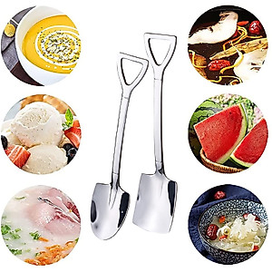 8 pcs Stainless steel shovel spoon set, including 4 sharp spoon, 4 flat spoon, creative dessert spoon, coffee spoon, ice cream fruit spoon, suitable for home, kitchen or restaurant