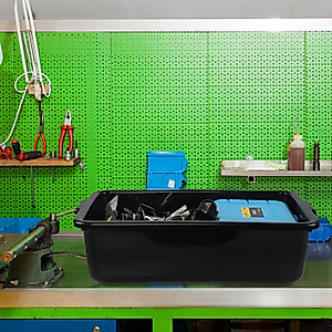 Aninhao 4 Packs 32 L Commercial Food Service Bus Tub, Extra Large Rectangle Dishpan, Plastic Wash Basin, Black