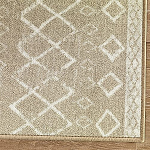 Antep Rugs Alfombras Non-Skid (Non-Slip) 2x3 Rubber Back Bohemian Distressed Moroccan Boho Low Pile Profile Indoor Area Rug (Beige, 2' x 3')