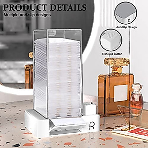 Nacai Automatic Cotton Pad Dispenser, Press Out Cotton Square Holder Vanity Cosmetic Makeup Cotton Pads Organizer