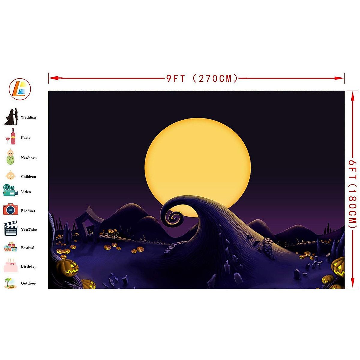 Nightmare Before Christmas Themed Backdrop Halloween Birthday Baby Shower Photo Studio Photography Background Party Home Decor Pictures Decoration Shoot