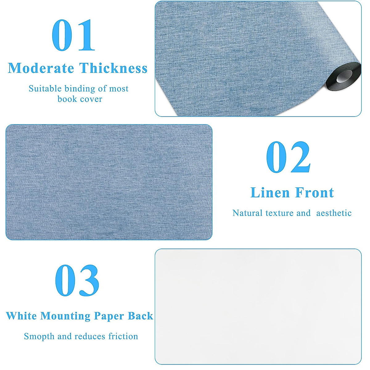 Boocalny 4 Rolls Book Cloth for Book Binding, 40 x 16 in Fabric Surface Paper Backed Book Cover, Weave Book 2 Colors Bookbinding Cloth for Adult DIY Book Scrapbooking, Album Cover （Pink and Blue）