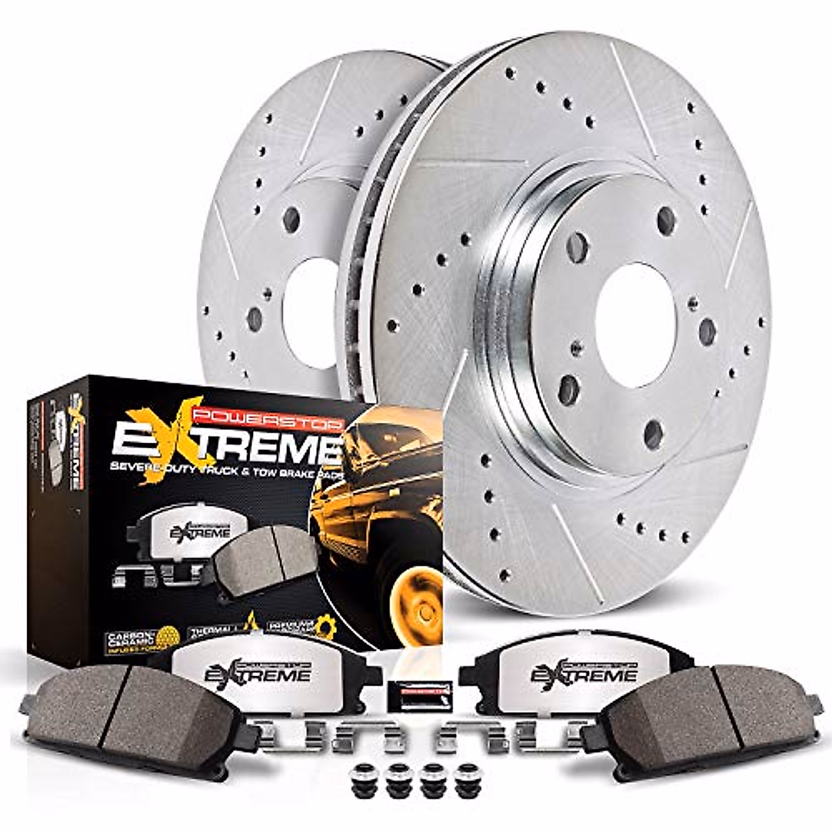 Power Stop K2036-36 Rear Z36 Truck & Tow Brake Kit, Carbon Fiber Ceramic Brake Pads and Drilled/Slotted Brake Rotors