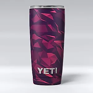 Design Skinz Red Chiseled Geometric Shapes - Skin Decal Vinyl Wrap Kit Compatible with The Yeti Rambler Cooler Tumbler Cups